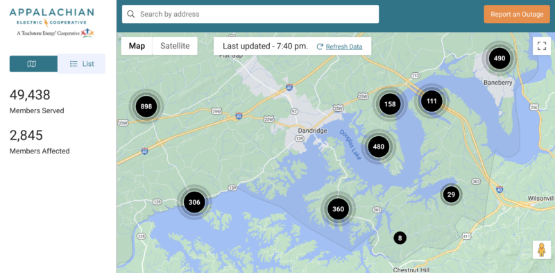 AEC Power Outage Report – City of Baneberry, Tennessee