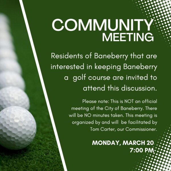 Community Meeting re: Golf Course – Mar 20 – City of Baneberry, Tennessee